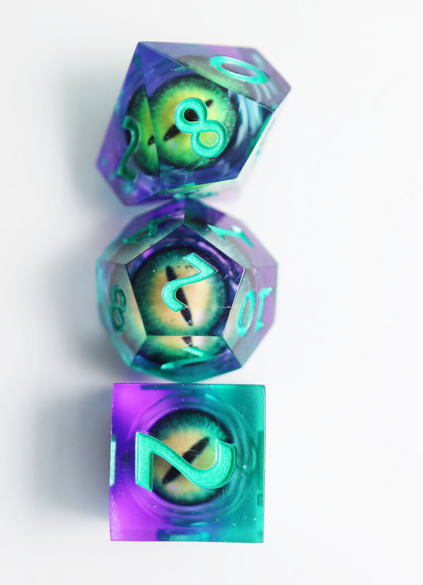 Sharp Edge Moving Eye RPG Dice Set - Enchanted Cyclops – Foam Brain Games