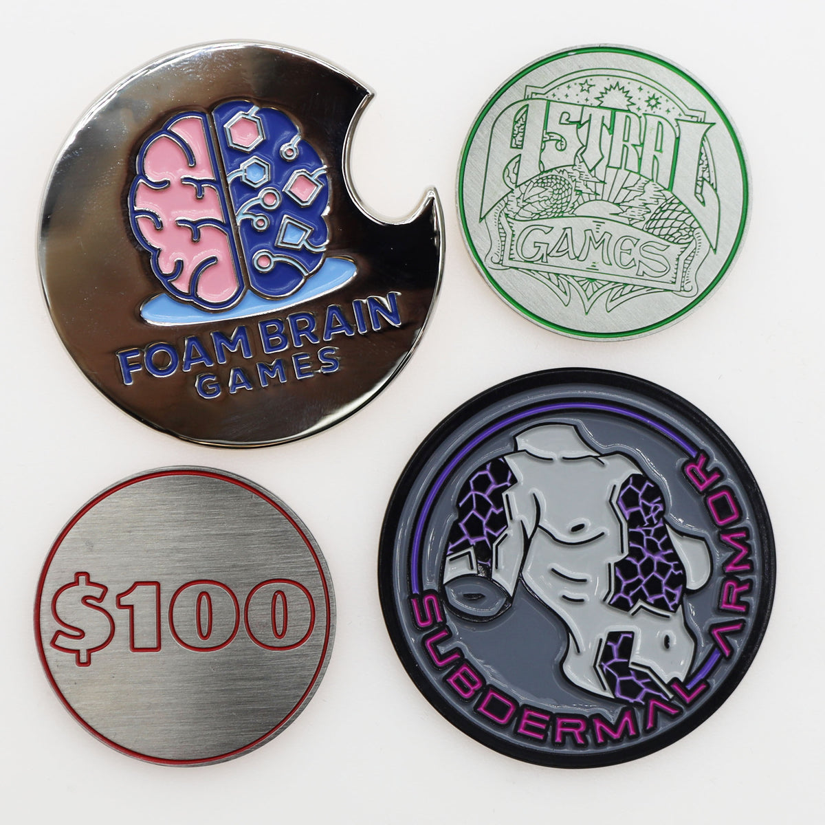 Custom Soft Enamel Coins – Foam Brain Games