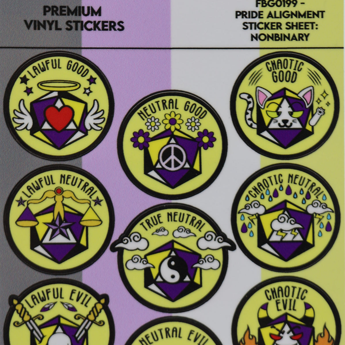 Pride Alignment Sticker Sheet: Nonbinary – Foam Brain Games