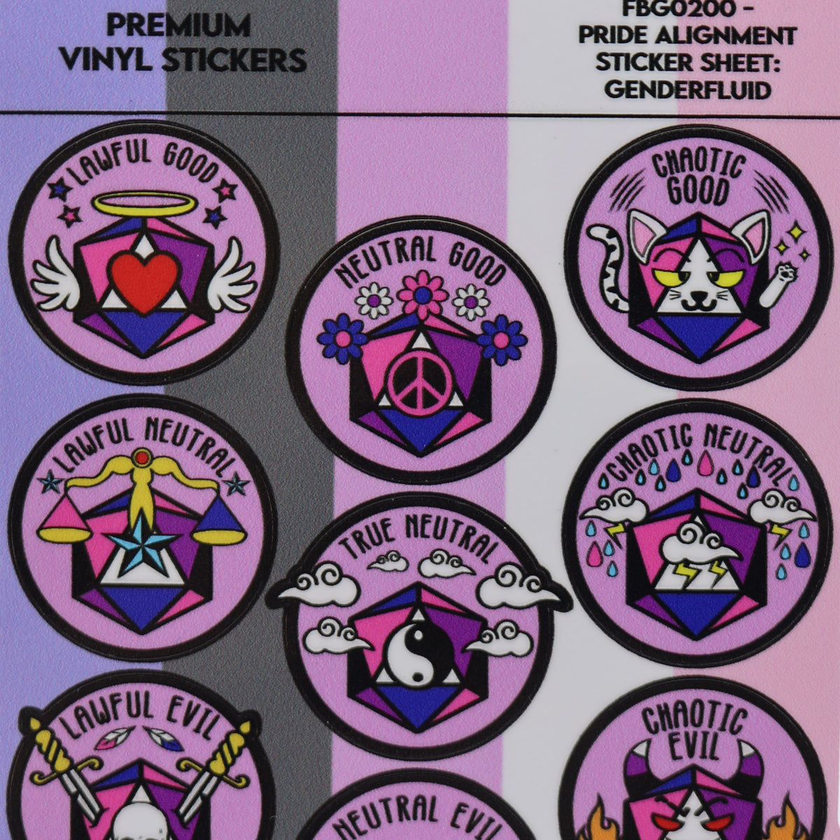 Pride Alignment Sticker Sheet: Genderfluid – Foam Brain Games