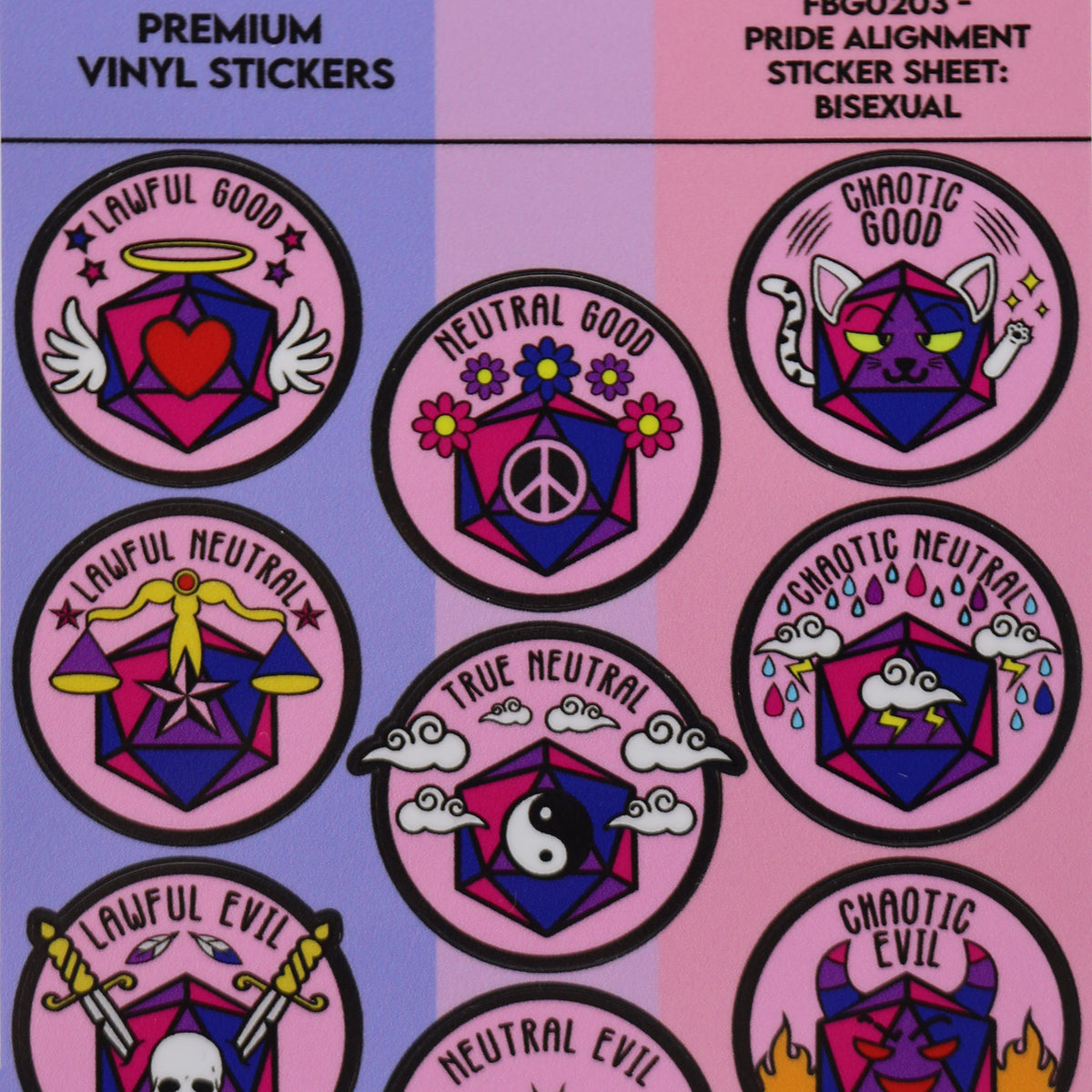 Pride Alignment Sticker Sheet: Bisexual – Foam Brain Games