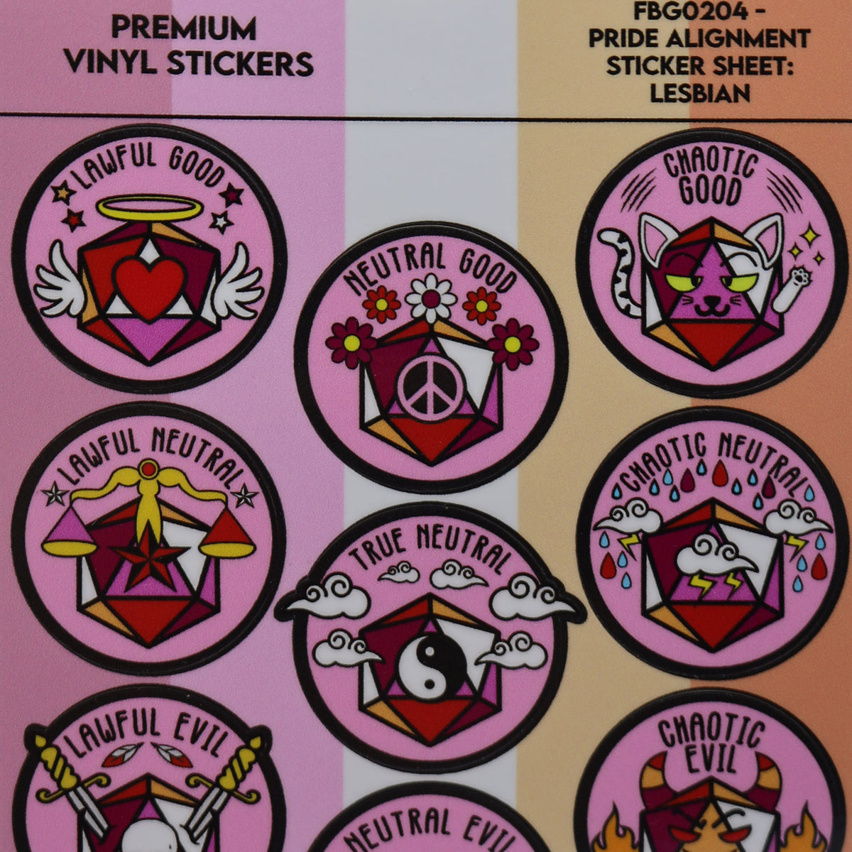 Pride Alignment Sticker Sheet: Lesbian – Foam Brain Games