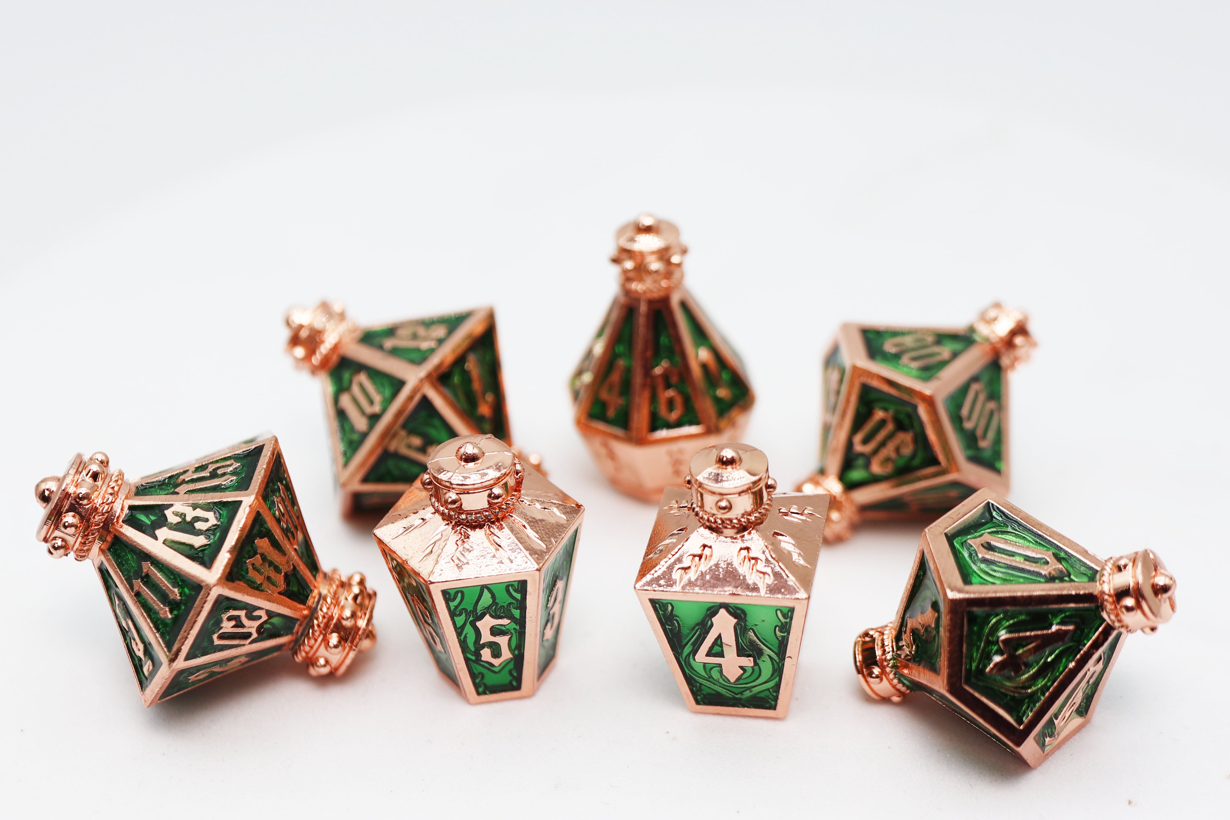 Moonlit Lantern: Coppered Acidfire - Metal RPG Dice Set – Foam Brain Games