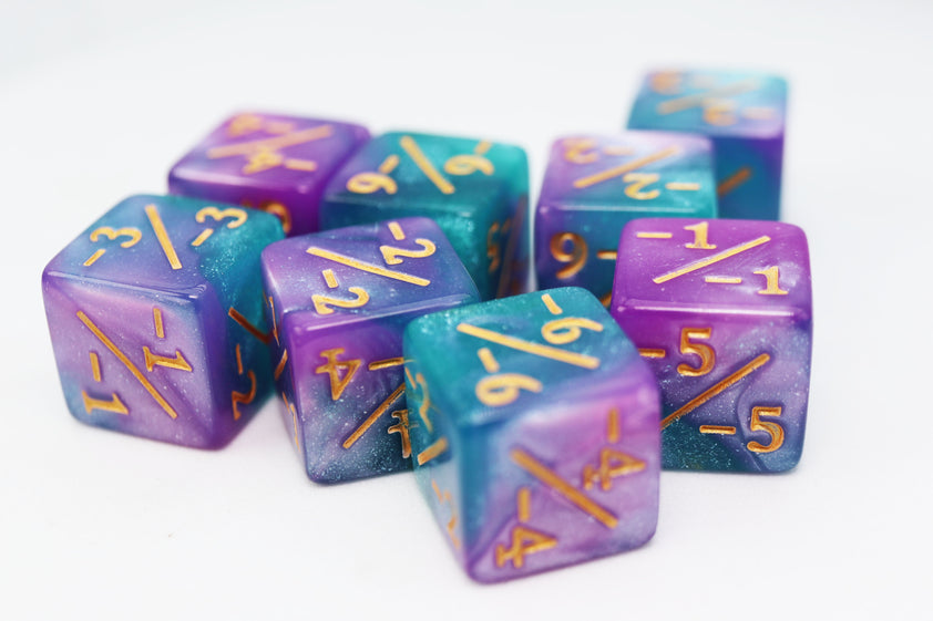 -1/-1 Light Blue & Purple Glitter Counters for Magic - set of 8 – Foam ...