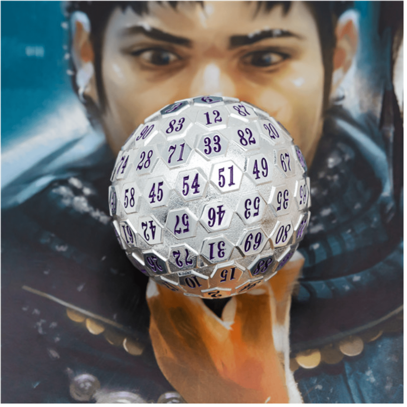 45mm Metal D100 - Platinum with Purple – Foam Brain Games