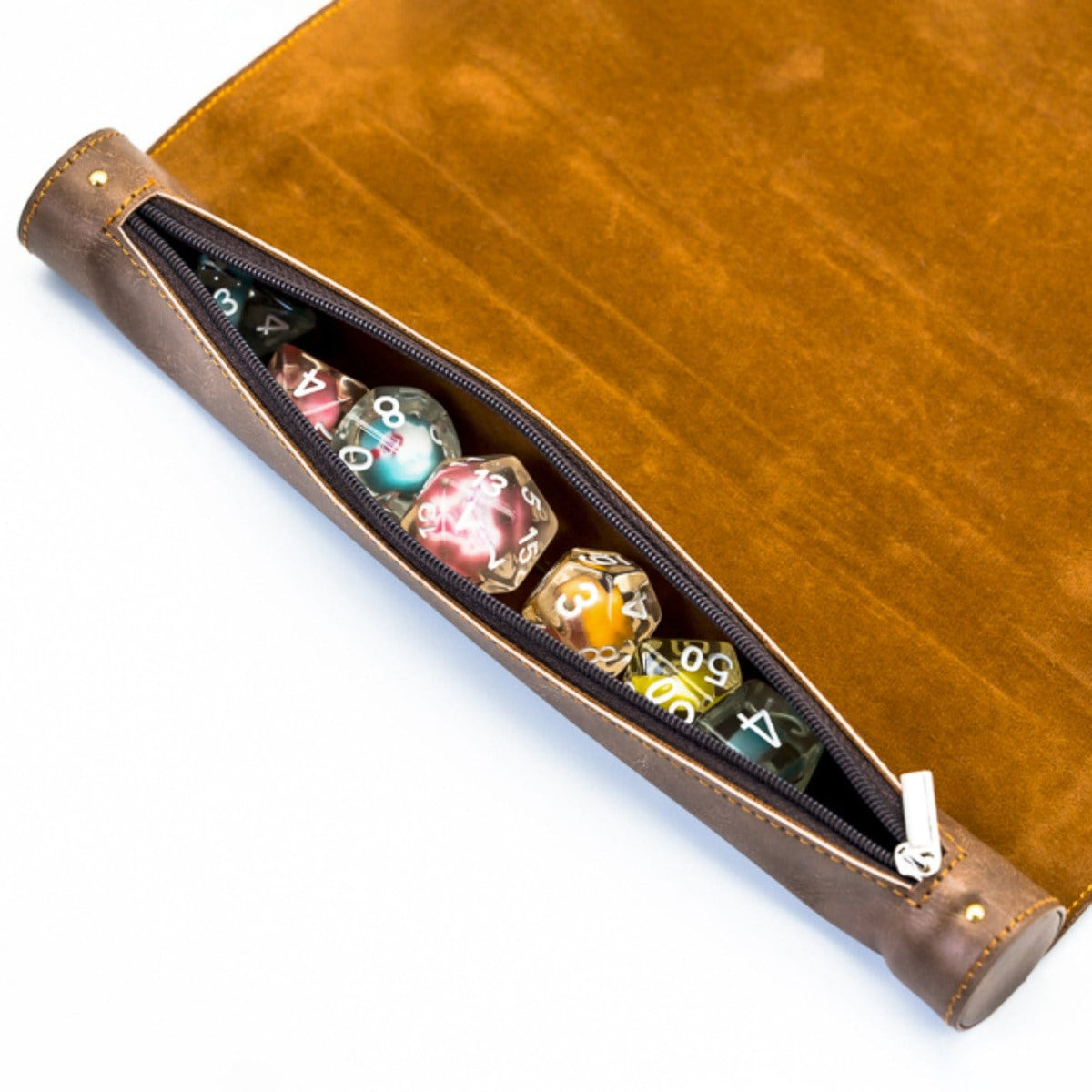 Brown Roll Up Leatherette Dice Mat – Foam Brain Games