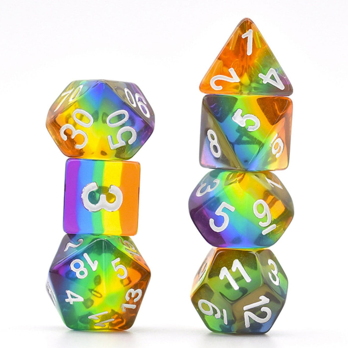 Translucent Rainbow RPG Dice Set – Foam Brain Games