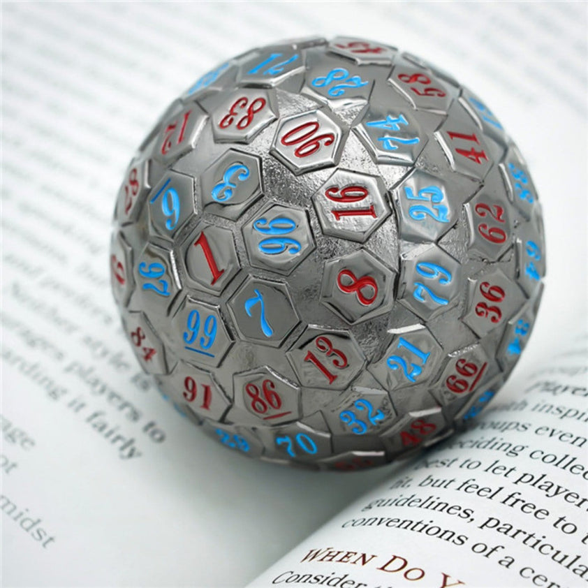 45mm Metal D100 - Black Metal with Red & Blue – Foam Brain Games