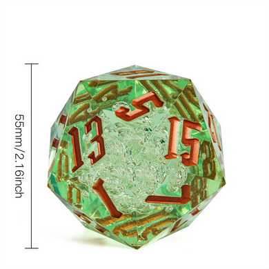 55mm Titan D20 - Sharp Edge Green Bubbles – Foam Brain Games