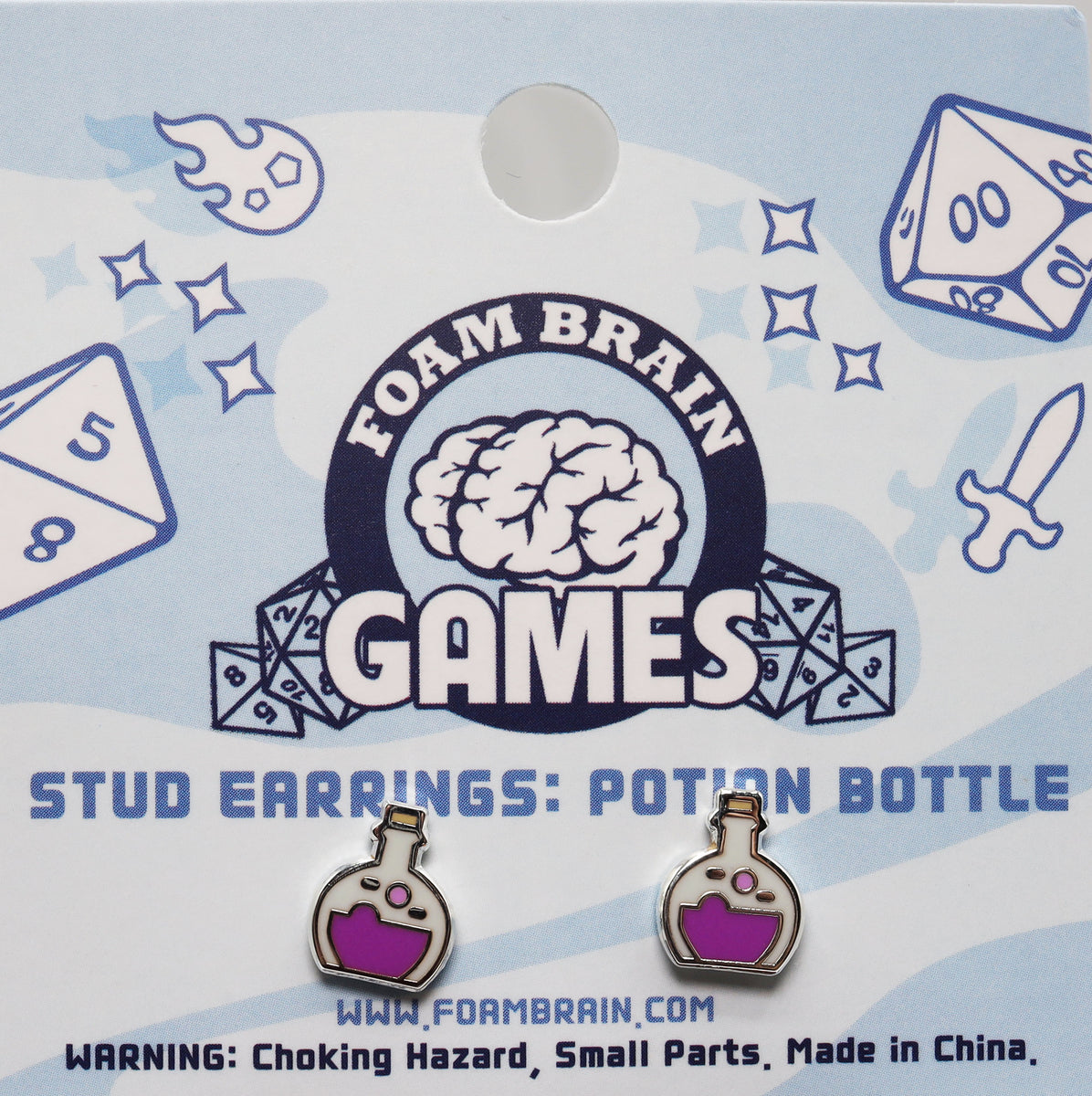 Stud Earrings: Potion Bottle – Foam Brain Games