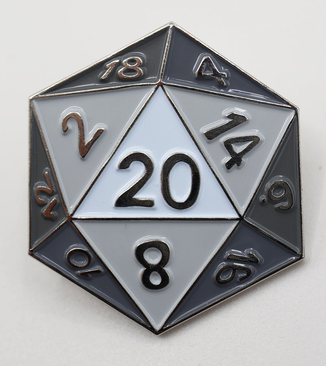 D20 Pin: White – Foam Brain Games